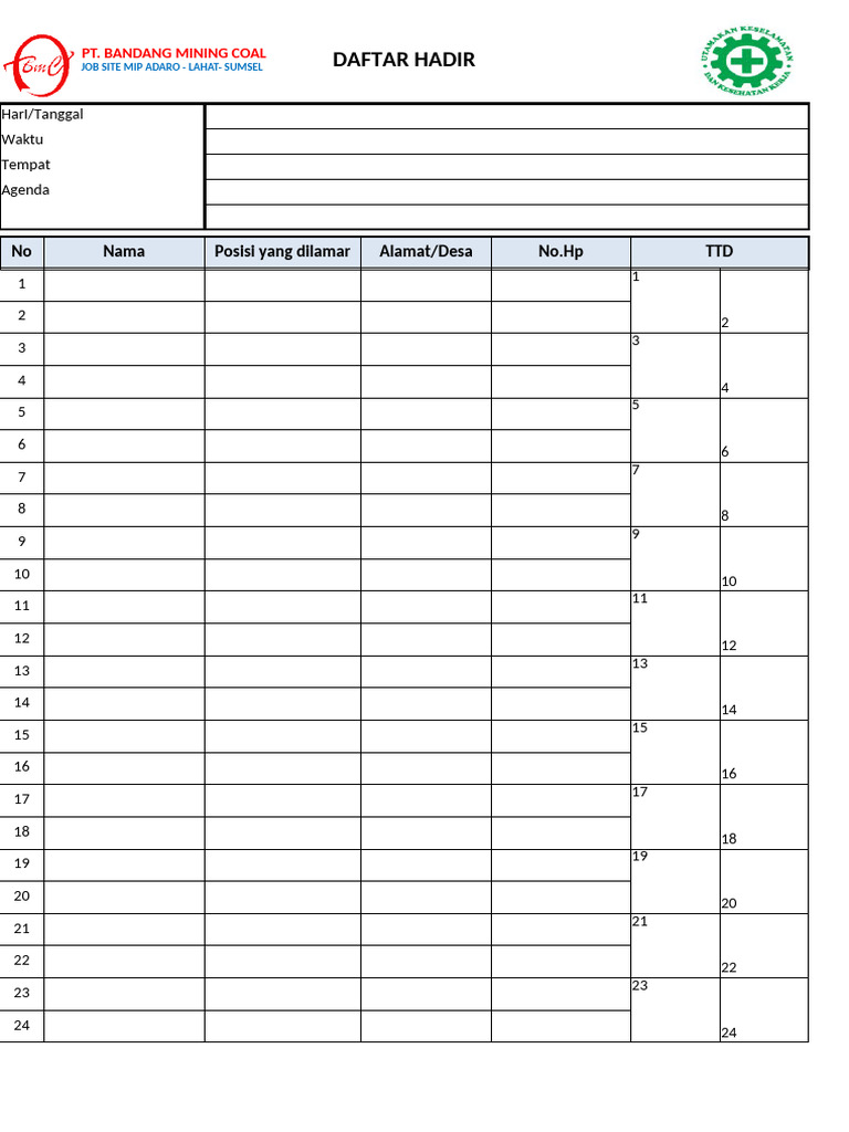 Form ABSEN Manual OPERASIONAL | PDF