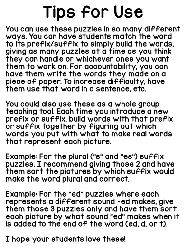 Prefix and Suffix Puzzle Guide | PDF | Languages | Foreign Language Studies