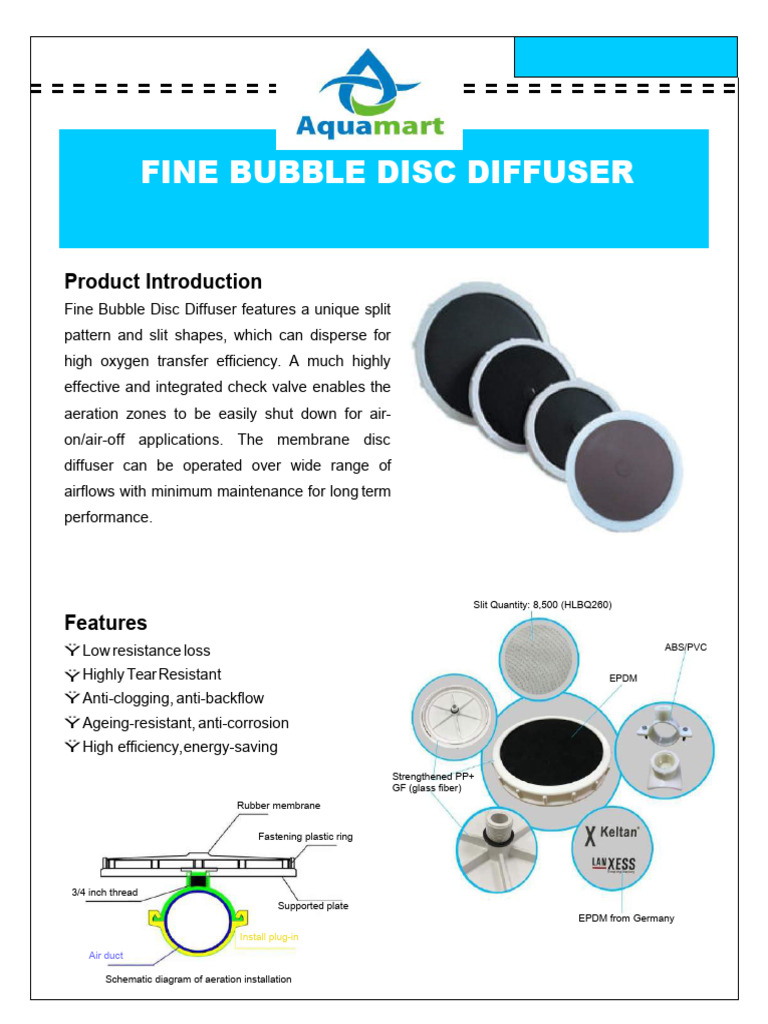 AQUAMART - Fine Bubble Disc Diffuser | PDF | Solvent | Building Engineering