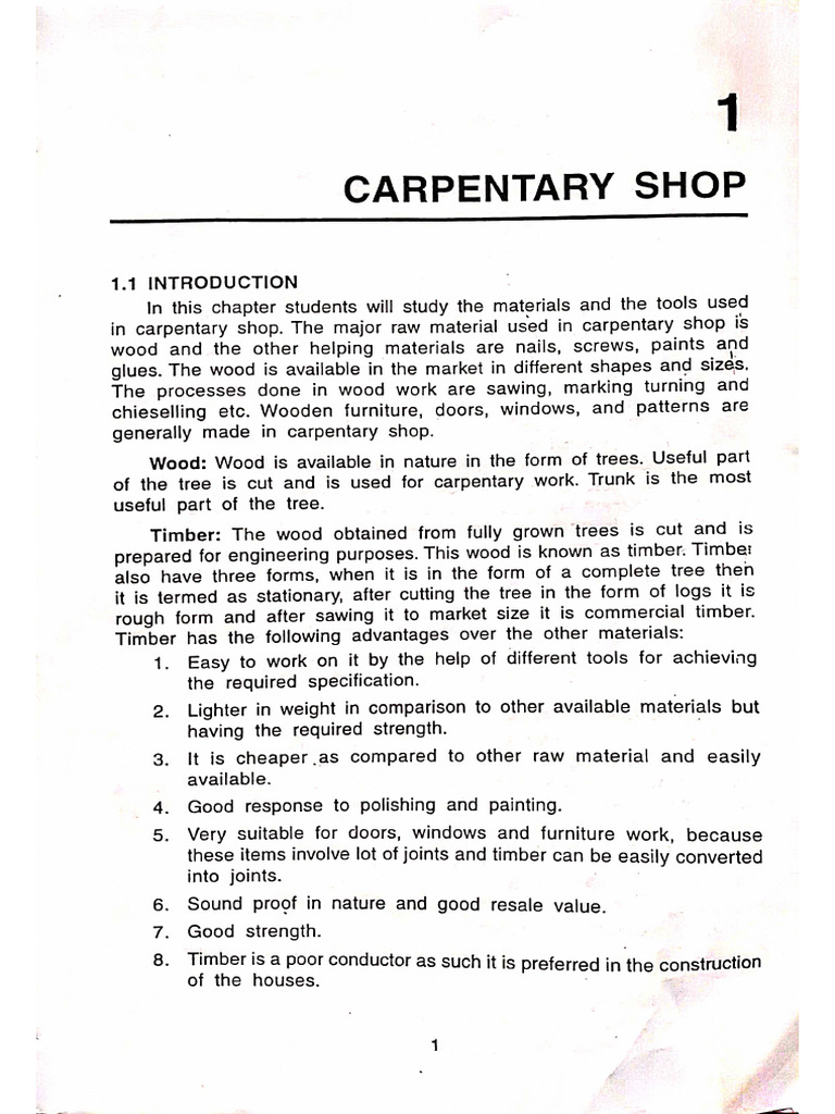 Carpentary Shop | PDF