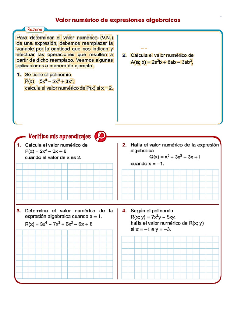 ALGEBRA 4TO DE PRIMARIA 10 DE SETIEMBRE VN DE EXPRESIONES ALGEBRAICAS | PDF