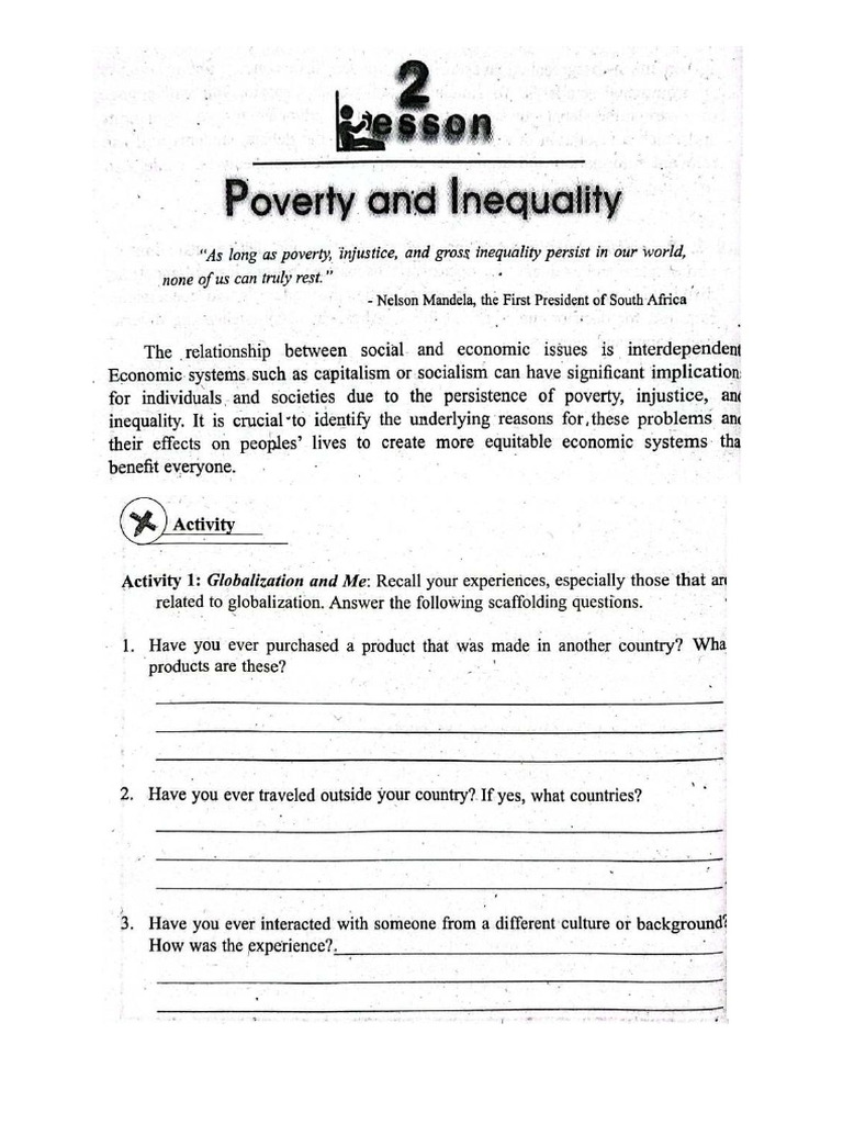 Unit 3 Lesson 2 Poverty and Inequality | PDF