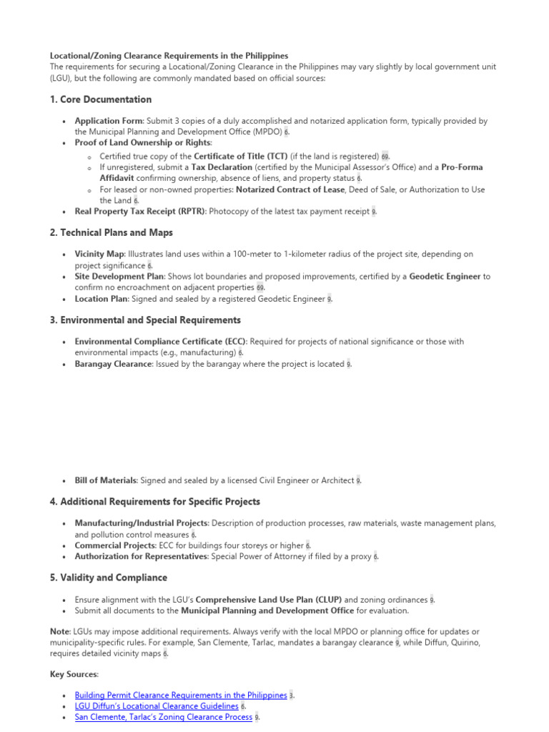 Locational - Zoning Clearance Requirements in The Philippines | PDF ...
