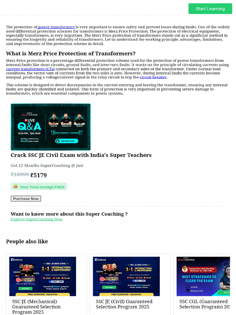 Merz Price Protection of Transformer - Know The Working Principle ...