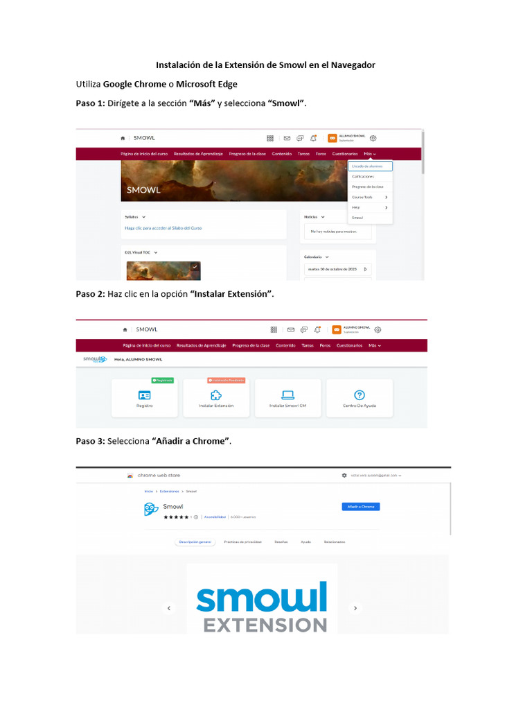 Instalación de la Extensión Smowl | PDF