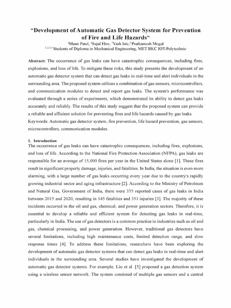 Development of Automatic Gas Detector System for Prevention of Fire and ...