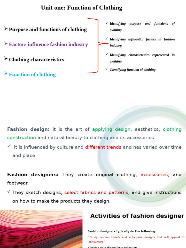 Functions and Characteristics of Clothing | PDF | Clothing | Fashion