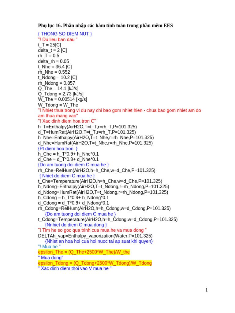 EES Code for Humidity Calculations | PDF