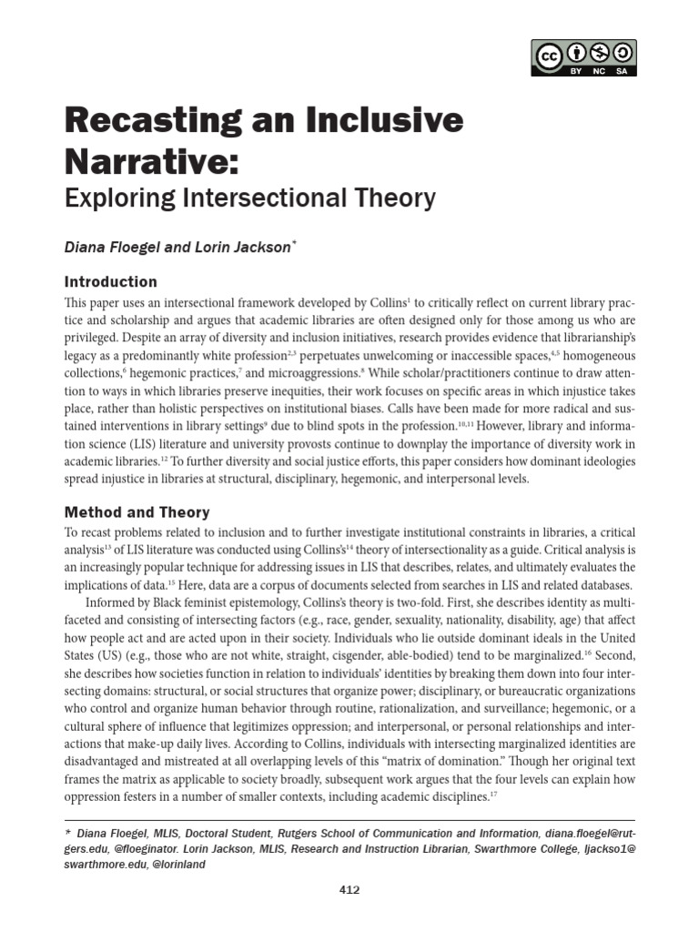 Floegel and Jackson - 2019 - Recasting An Inclusive Narrative Exploring Intersectional Theory ...