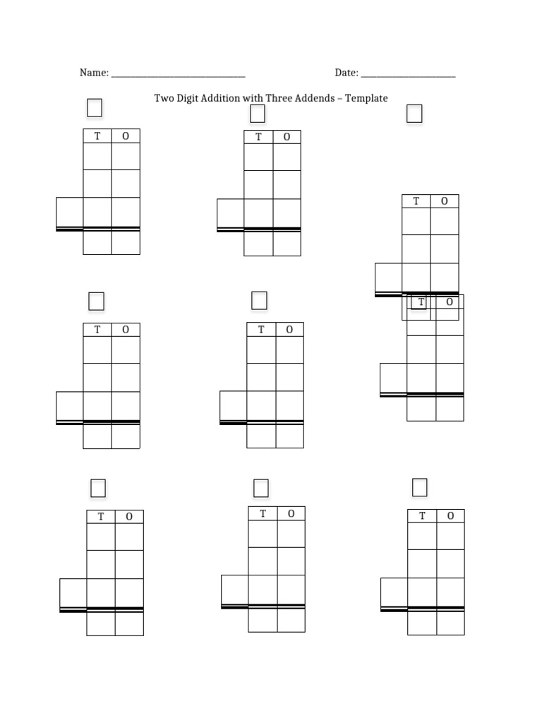 Two-Digit Addition Template | PDF