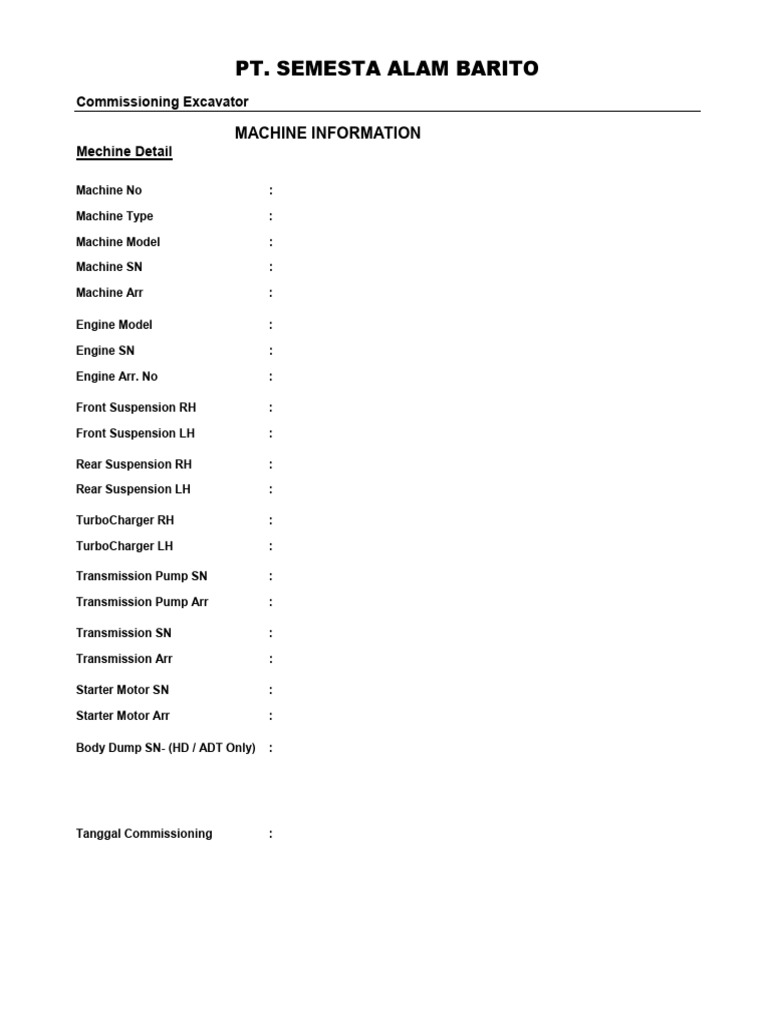 Proses Commissioning Excavator | PDF