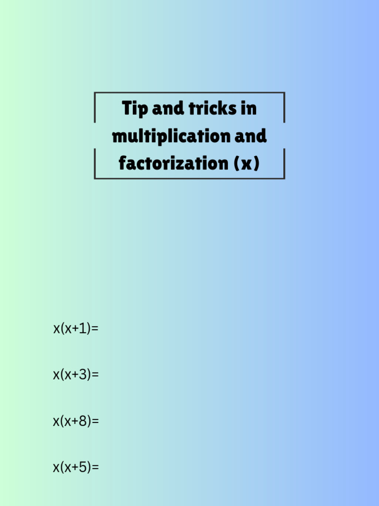 Multiplication and Factorization Tips | PDF