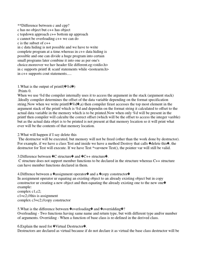 C Interview Questios Download Free Pdf C Method Computer Programming 3887