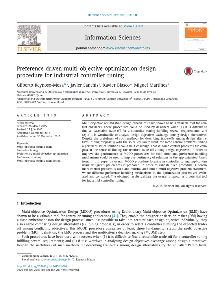 Preference driven multi-objective optimization design | PDF | Mathematical Optimization | Algorithms