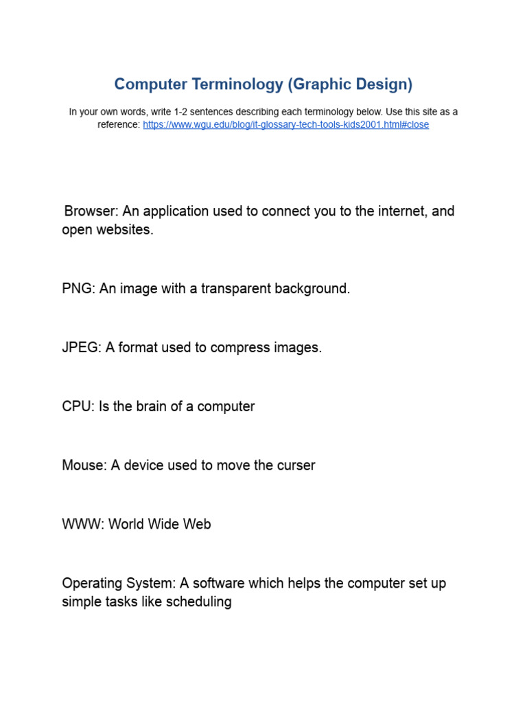 Computer Terminology (Graphic Design) | PDF