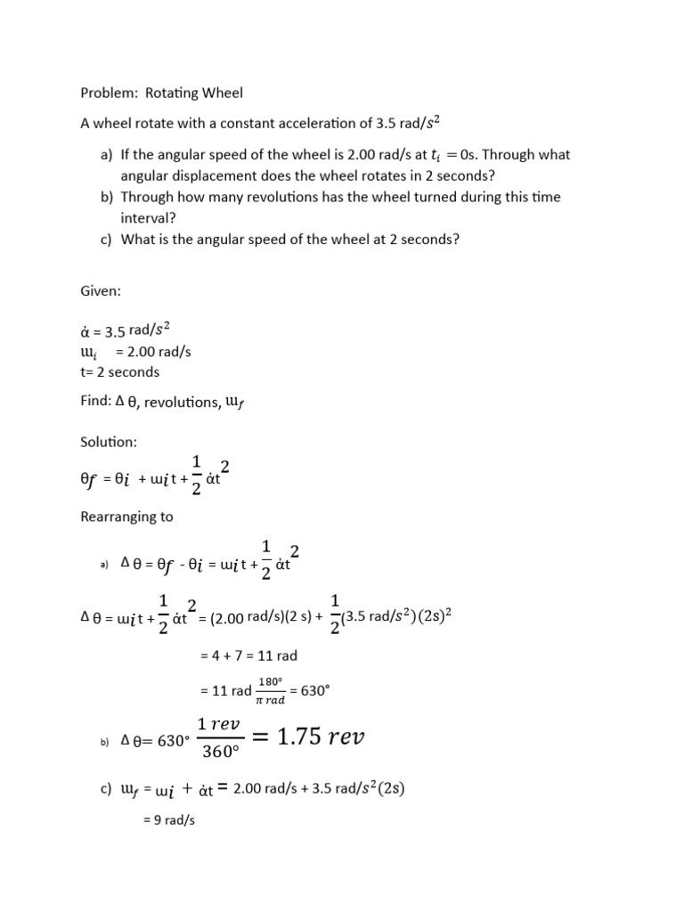 Follow Up On Rotation With Answer | PDF | Rotation Around A Fixed Axis | Torque