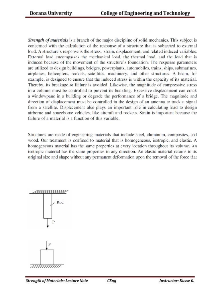SoM - Lecture Note CH1 - Introduction | PDF | Deformation (Engineering) | Ductility