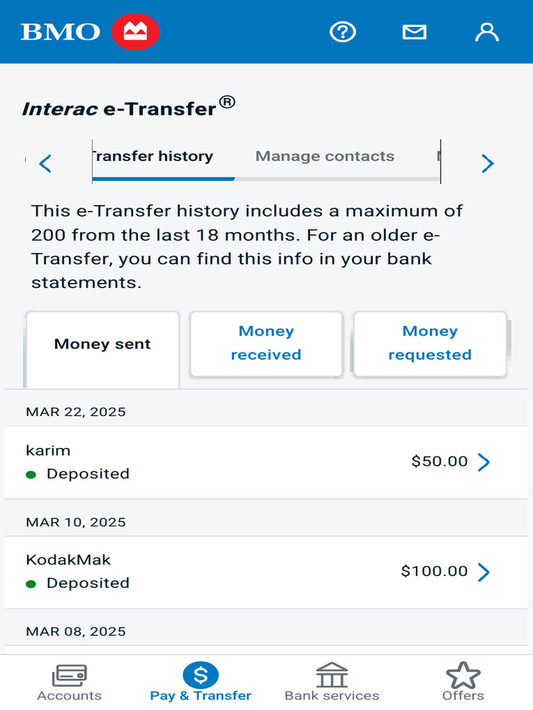 Interac e-Transfer History Overview | PDF