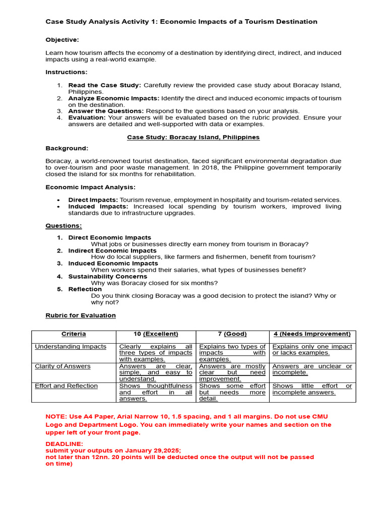 Case Study Analysis-Activity 1 | PDF | Tourism | Economies