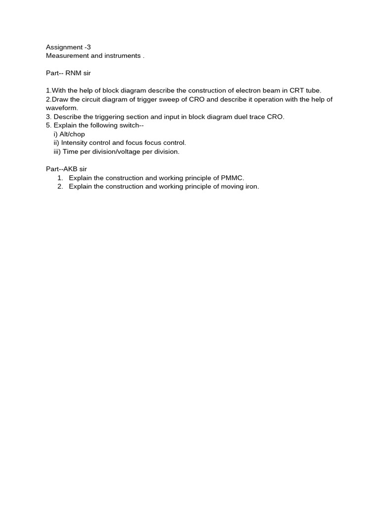 Measurement and Instruments Assignment - 3 | PDF