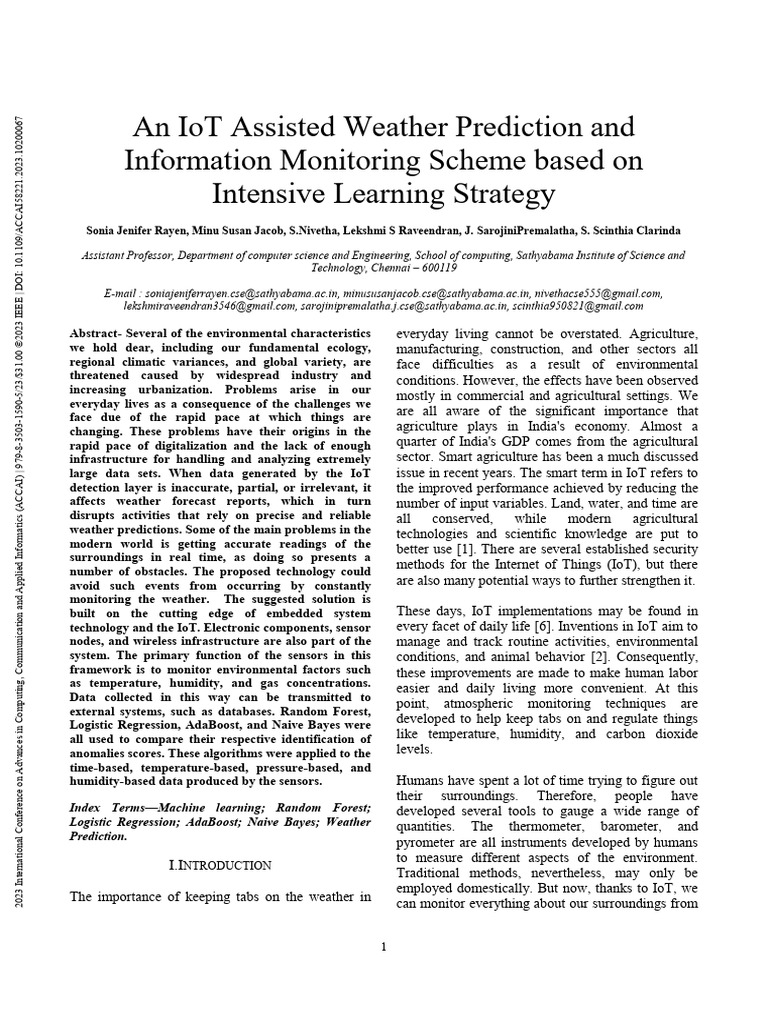 An IoT Assisted Weather Prediction and Information Monitoring Scheme ...