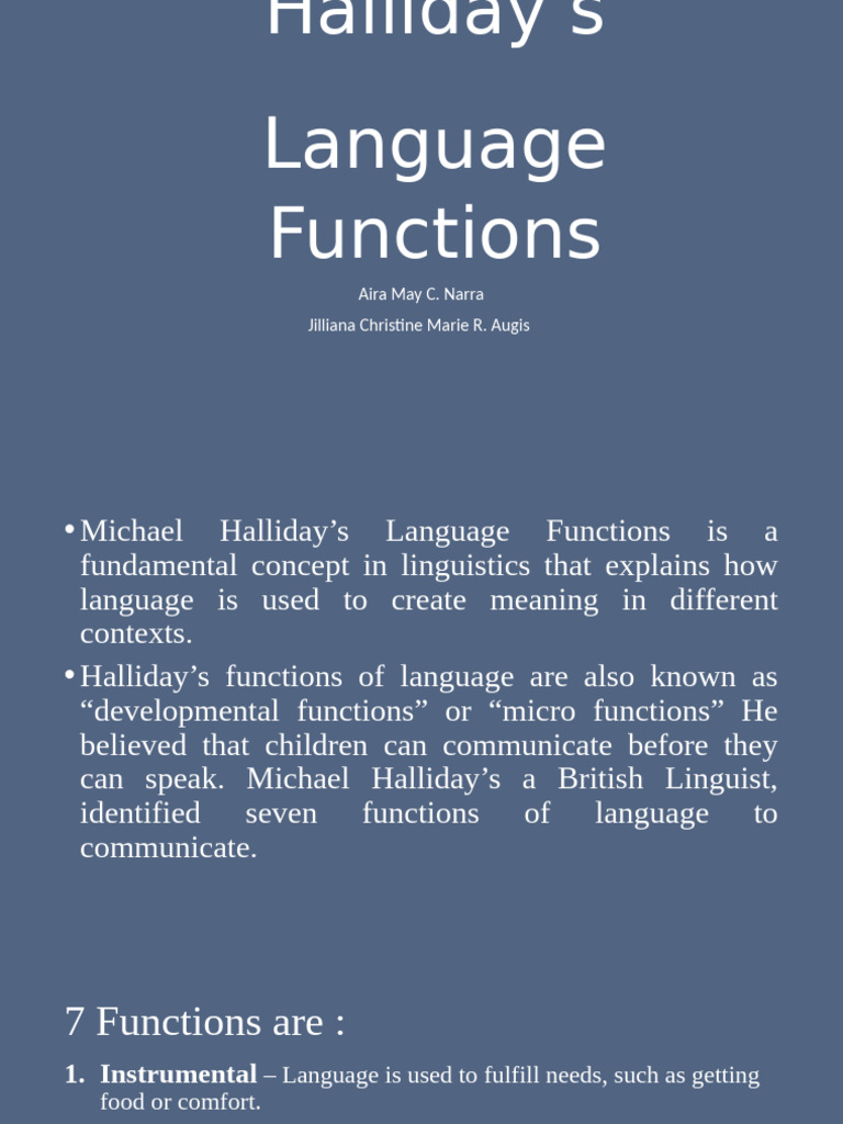 Hallidays Language Functions | PDF