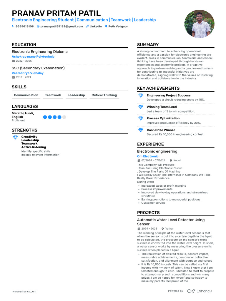 Pranav Pritam Patil Resume | PDF | Leadership | Engineering