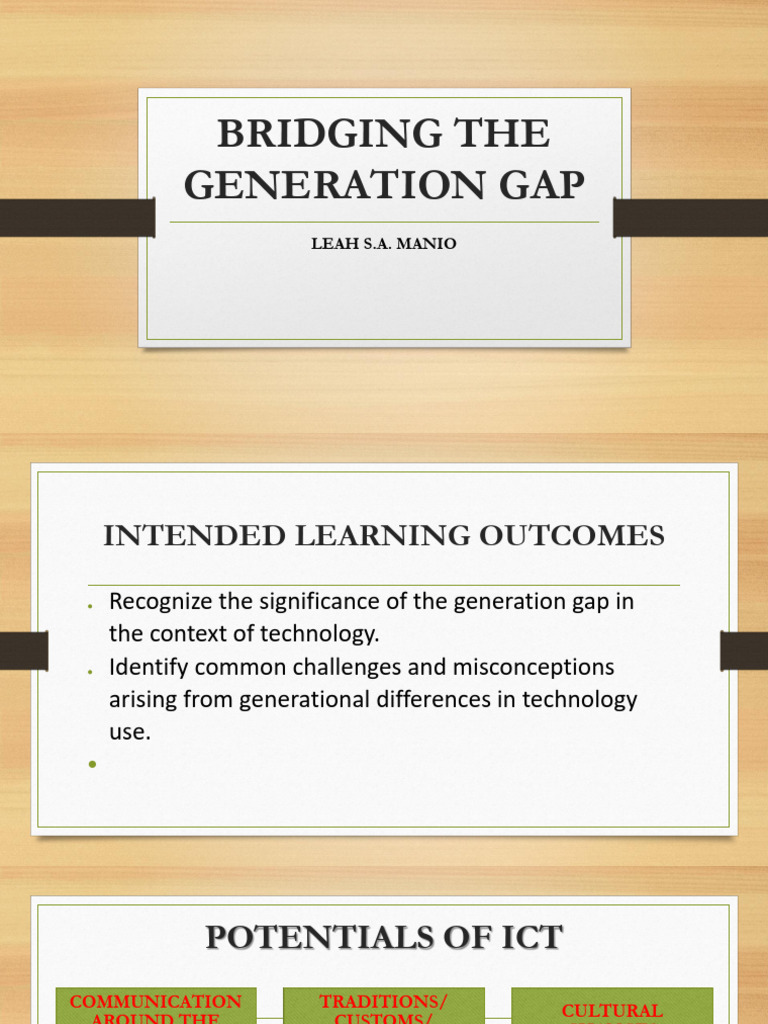Week 3.2 - BRIDGING THE GENERATION GAP | PDF
