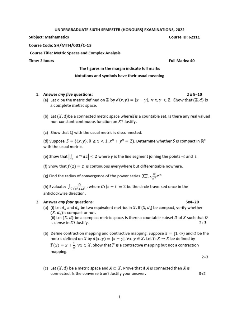 6_HONS_MATHEMATICS_SH-MTH-601-C-13_1654497649012 | PDF | Functions And Mappings | Geometry