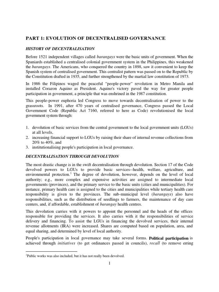 Philippines Text | PDF | Devolution | Local Government