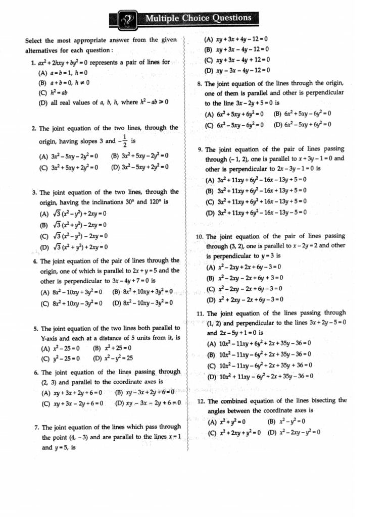 Pair of Straight Lines | PDF | Line (Geometry) | Classical Geometry