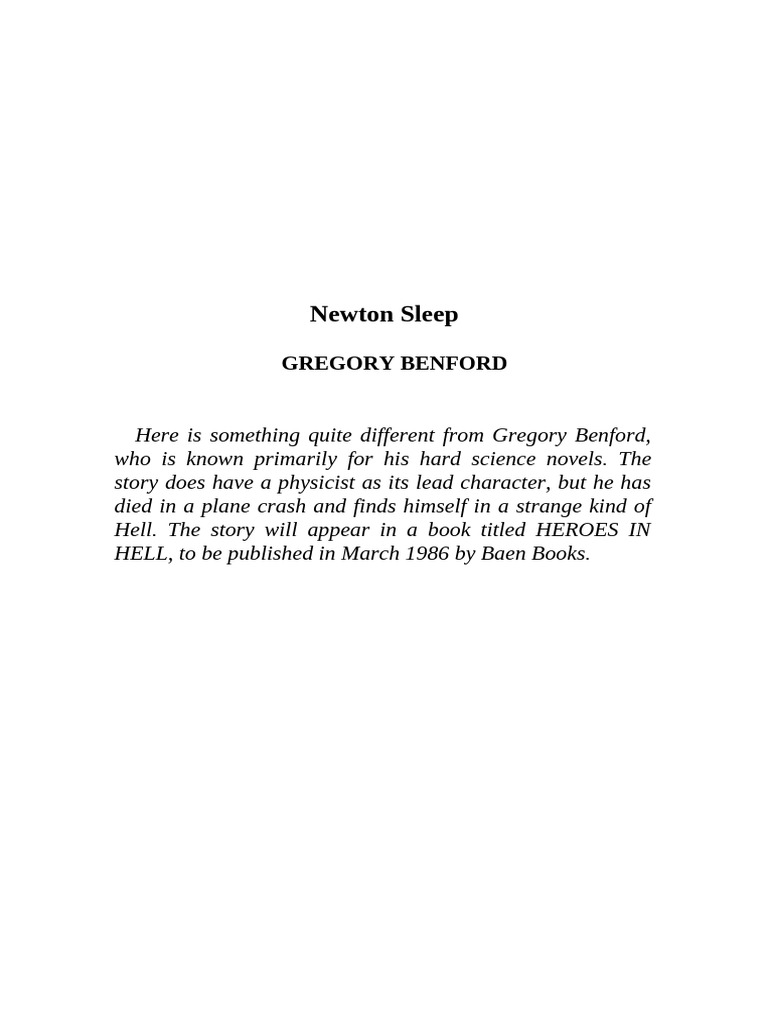 Benford Gregory - Newton Sleep | PDF