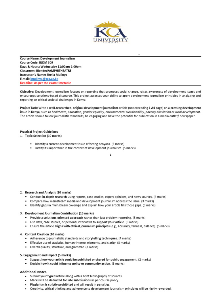 Development Journalism Project Guidelines | PDF | Journalism | Human ...