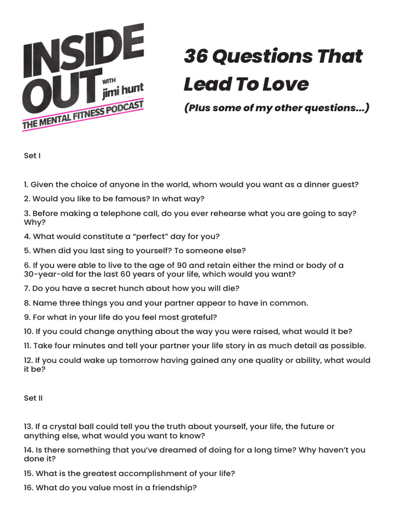 36 Questions That Lead To Love | PDF