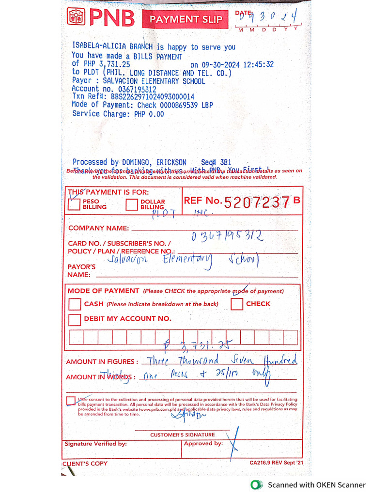 Proof of Payment - September 2 | PDF