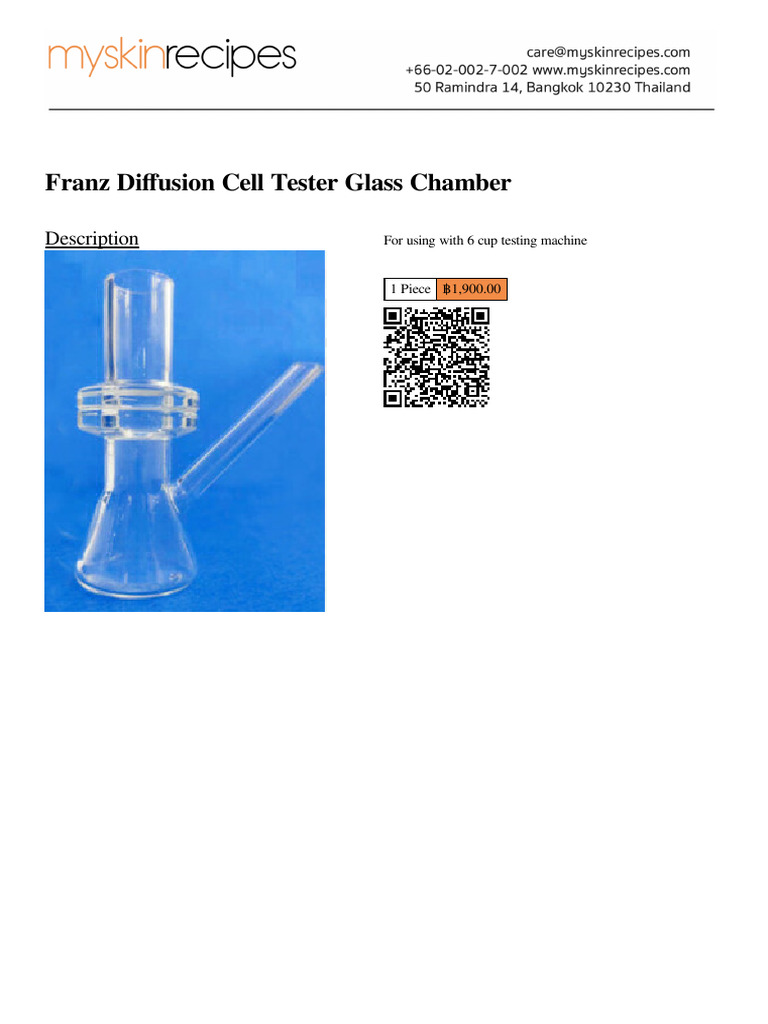 MySkinRecipes - Franz Diffusion Cell Tester Glass Chamber | PDF