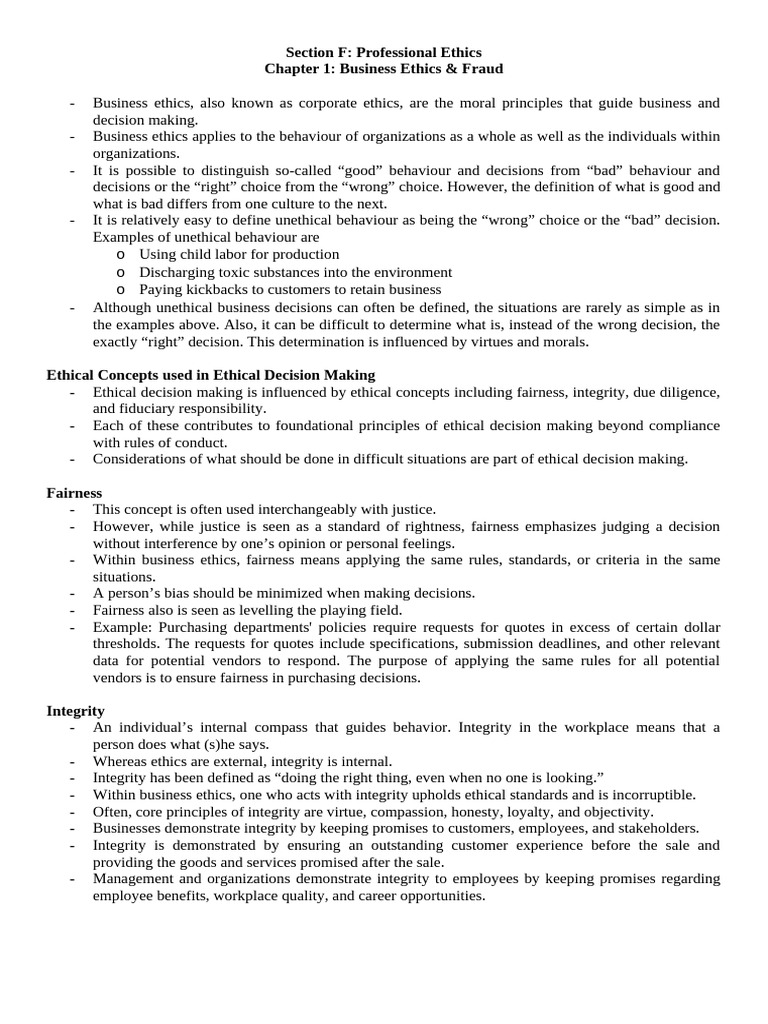 SecF - Business Ethics & Fraud | PDF