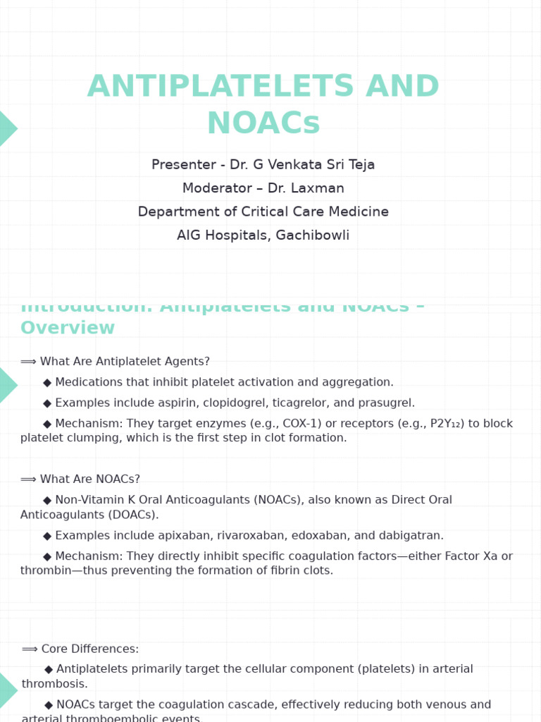 Antiplatelets and NOACs | PDF | Coagulation | Platelet