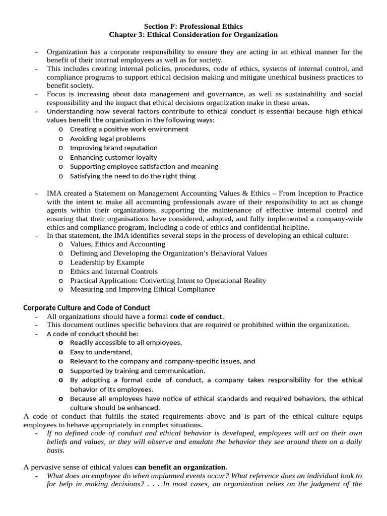 SecF - Ethical Consideration For Organisation | PDF | Corporate Social ...