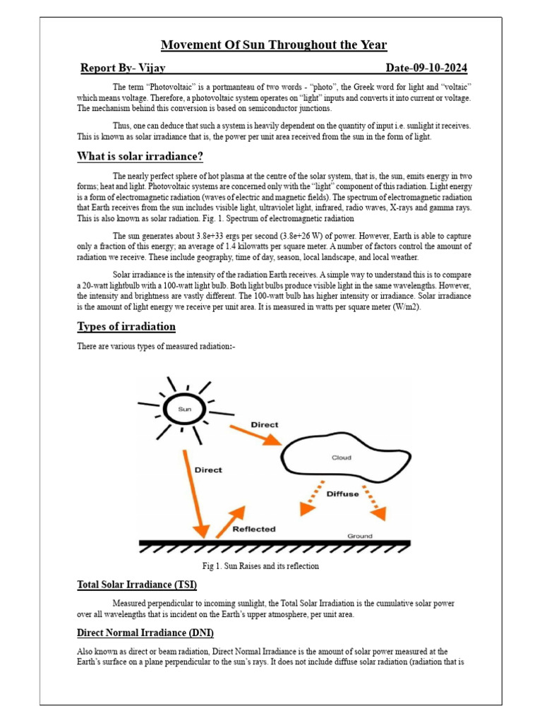 Sun's Movement and Solar Irradiance | PDF | Light | Sunset