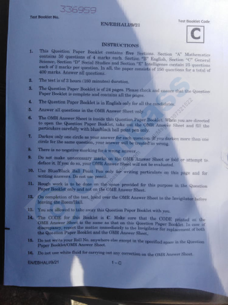 AISSEE 2021 Class 9 | PDF