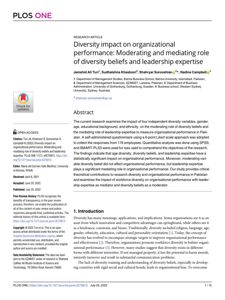 Diversity Organisational Performance | PDF | Validity (Statistics ...