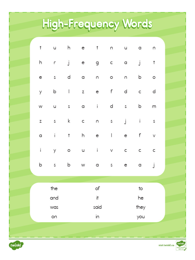 Ca en 1639675937 High Frequency Words Word Searches - Ver - 2 | PDF