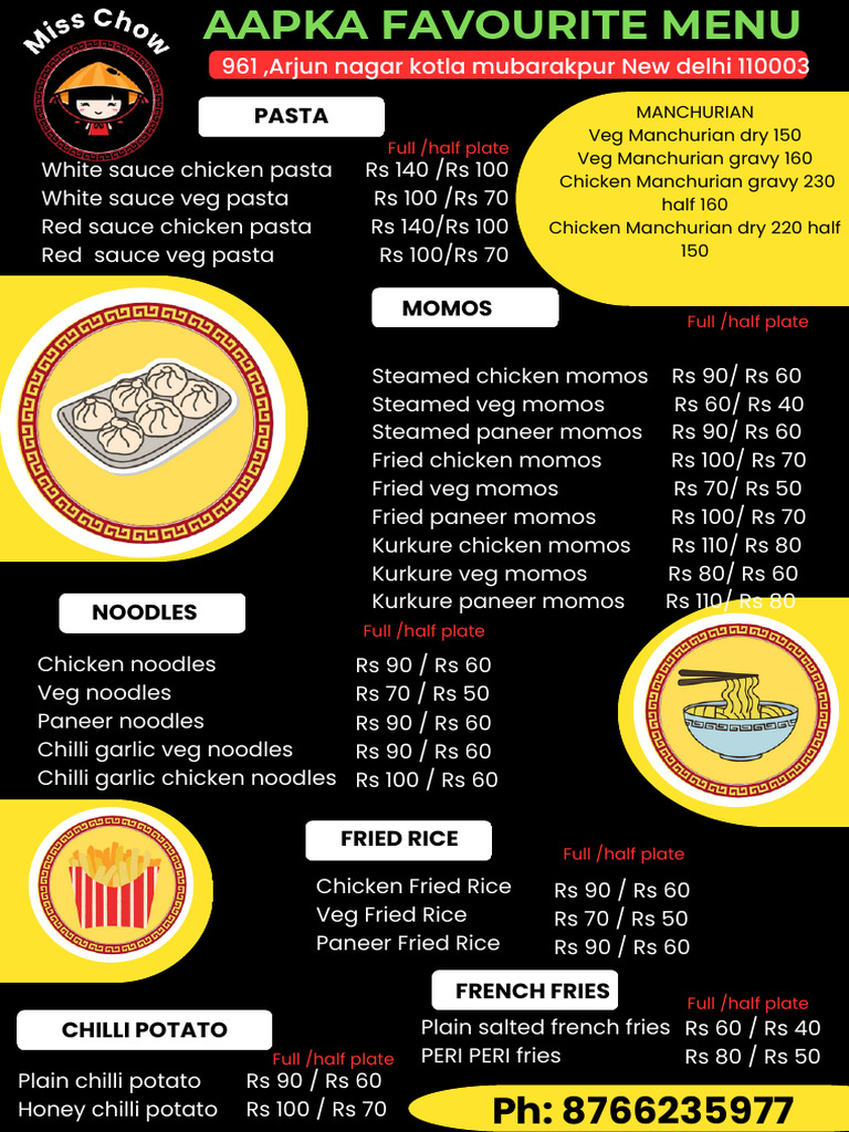 Black Orange Modern Pizza Menu | PDF | Pasta | Foods