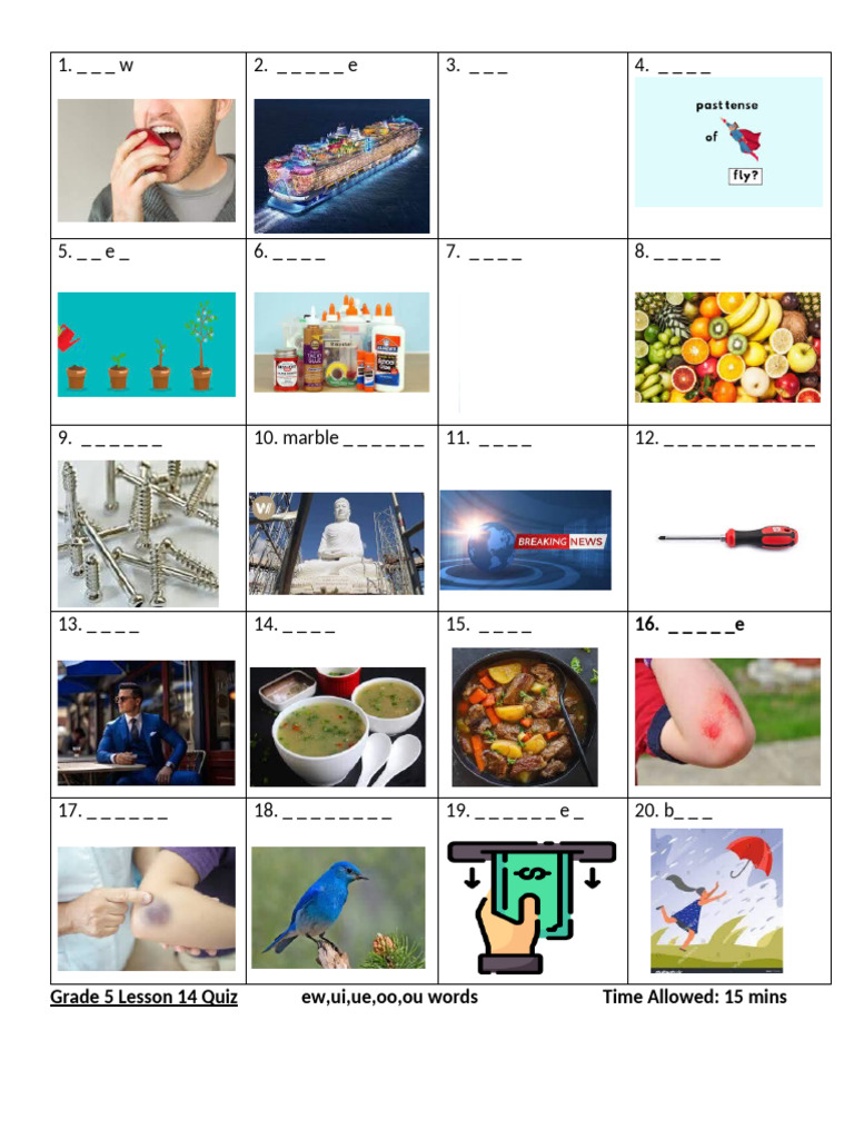 Grade 5 Lesson 14 Quiz | PDF