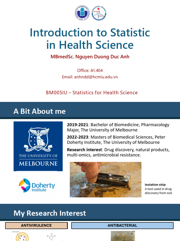Lecture 1 - Introduction to Statistics for Health Science | PDF ...
