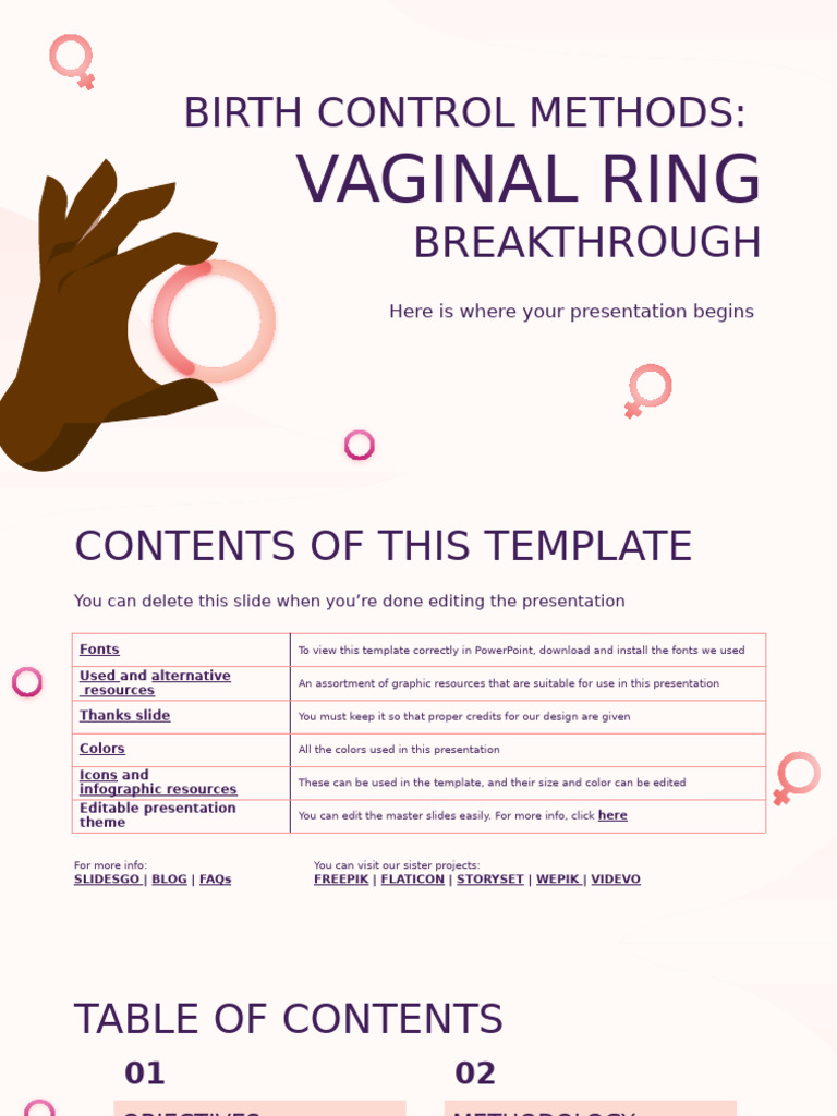Birth Control Methods - Vaginal Ring Breakthrough by Slidesgo | PDF
