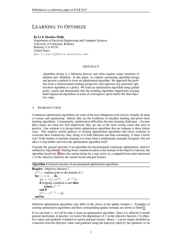 Learning Optimization Algorithms via RL | PDF | Mathematical Optimization | Applied Mathematics