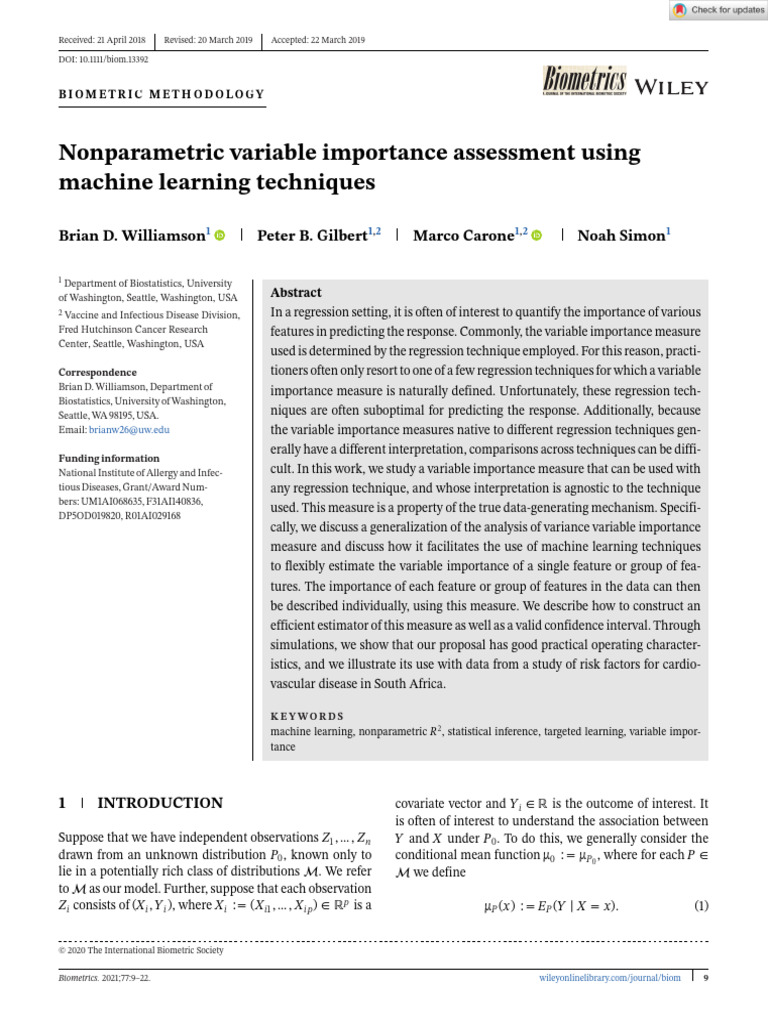 Biometrics - 2020 - Williamson - Nonparametric variable importance assessment using machine ...