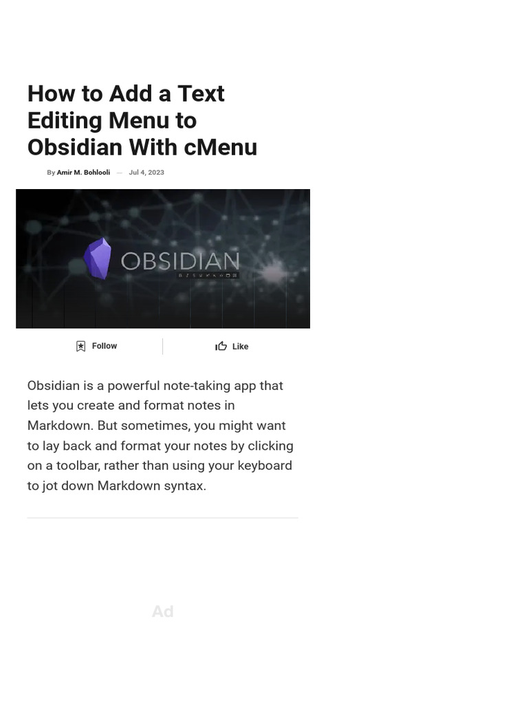 How To Add A Text Editing Menu To Obsidian With C | PDF | Mobile App ...